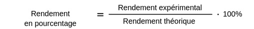Le rendement théorique, le rendement expérimental et le pourcentage de ...